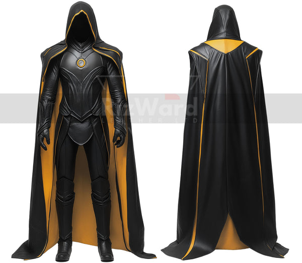 Black And Yellow Leather Hooded Cloak with Armour - Leather Armour Clo ...