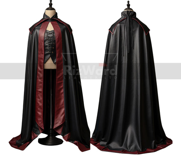 Red and Black Leather Vampire Cloak with Vest - Wizard – Rizwards Leather