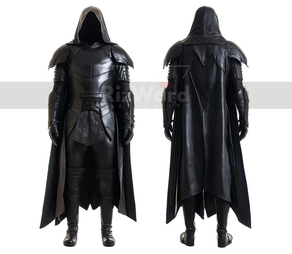 Handmade Black Leather Medieval Cloak Armor - Leather Knight Armour ...