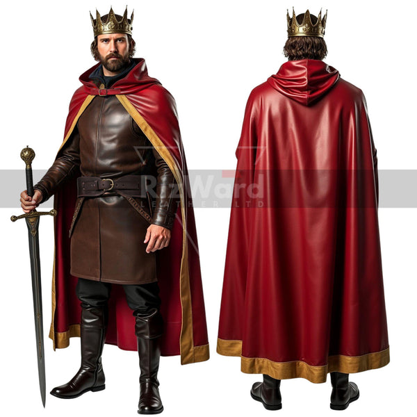 King Arthur Inspired Leather Medieval Cloak - Leather King Cape - Medi ...